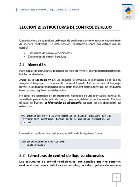 Leccion 2 Estrcuturas De Control De Flujo Pdf Flujo De Control