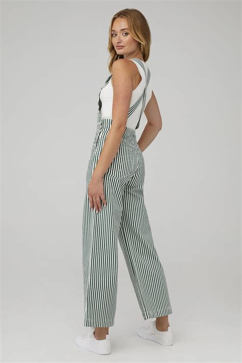 Rollas Sailor Overalls In Basil Stripe Fashionpass