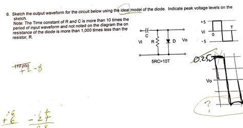 6 Sketch The Output Waveform For The Circuit Below Using The Ideal Model Of The Diode Indicate