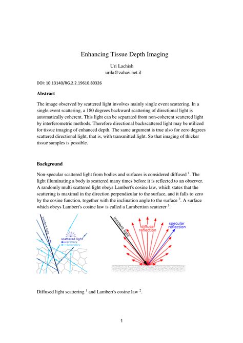 Pdf Enhancing Tissue Depth Imaging