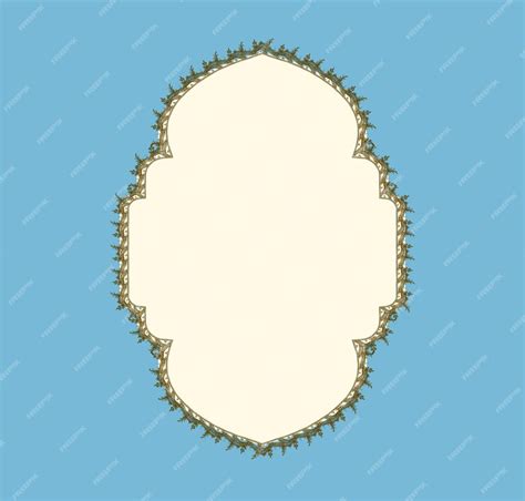 이란 아랍어 이슬람 Tazib Eslami 문자 상자 프레임 아트 경계 고급 금 파란 터 프리미엄 벡터