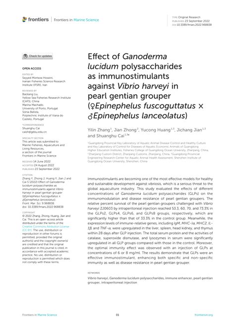 Pdf Effect Of Ganoderma Lucidum Polysaccharides As Immunostimulants