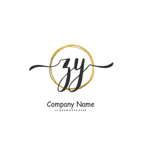 Zy Initial Handwriting And Signature Logo Design With Circle Beautiful