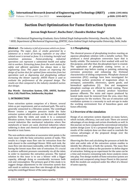 Suction Duct Optimization For Fume Extraction System Pdf
