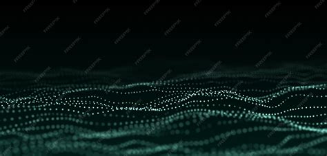 Premium Photo Futuristic Digital Wave Dark Cyberspace Abstract Wave With Dots White Moving