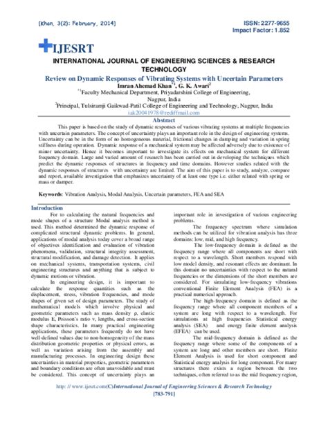 Pdf Review On Dynamic Responses Of Vibrating Systems With Uncertain Parameters
