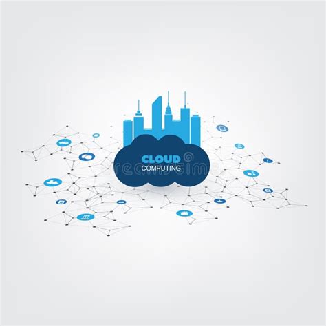Cloud Computing Design Concept With Icons Digital Network Communication Smart City