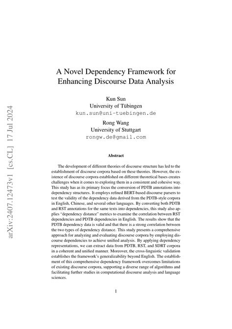 Pdf A Novel Dependency Framework For Enhancing Discourse Data Analysis