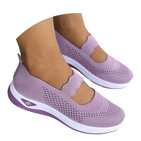 Dakaela Womens Woven Orthopedic Walking Shoes Arch Support Slip On