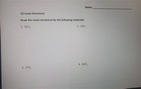 Solved Name 2d Lewis Structures Draw The Lewis Structures