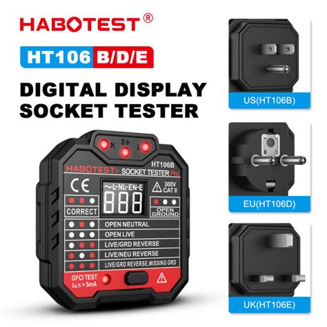 Habotest Ht106 Gfci Electric Socket Tester Electric Leakage Test Automatic Neutral Live Earth
