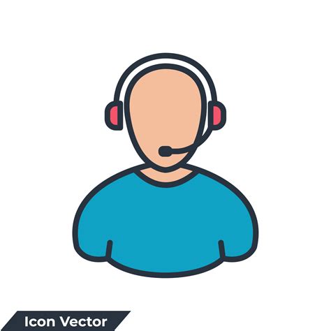 Customer Service Agent With Headset Icon Logo Vector Illustration Customer Support Symbol