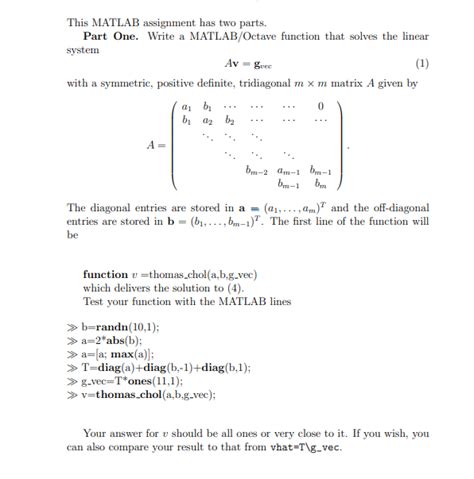 Solved This Matlab Assignment Has Two Parts Part One Write