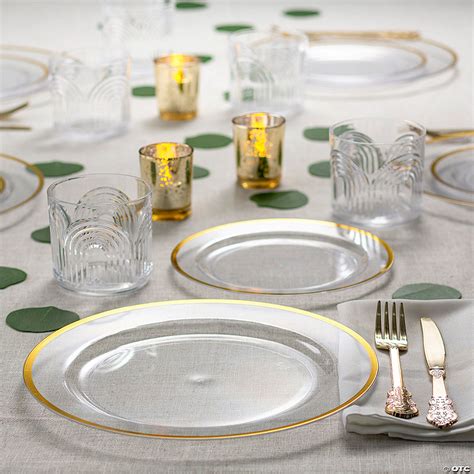 74 Pc Clear Modern Rainbow Plastic Disposable Tableware Kit For 24