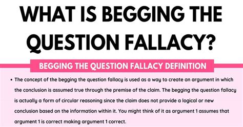 Begging The Question Definition And Examples Of Begging The Question Fallacy • 7esl