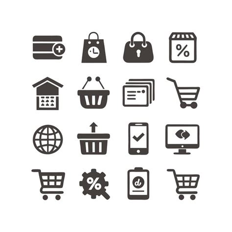 Ecommerce And Shopping Icon Set For User Interface Documents Websites And Mobile Applications