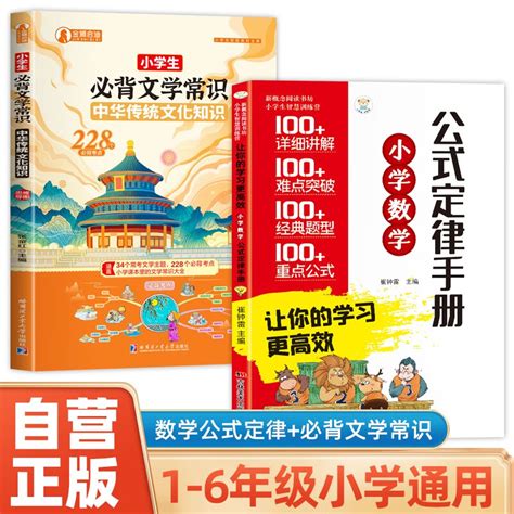 【全2册】小学数学公式定理手册小学生必背文学常识 小学数学公式大全教辅学习资料工具书
