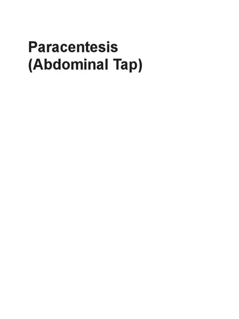 Paracentesis 040641 Pdf Diseases And Disorders Medicine
