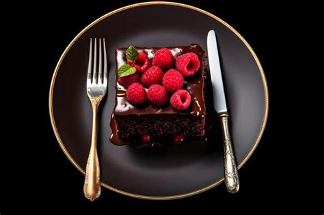 Premium Ai Image Chocolate Cake With Raspberry Garnish
