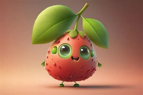 Premium Ai Image Adorable Cartoon Character Of Guava Fruit Generative Ai