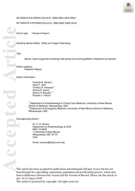 Pdf Apneic Nasal Oxygenation Prolongs Safe Apnea Time During Pediatric Intubations By Learners