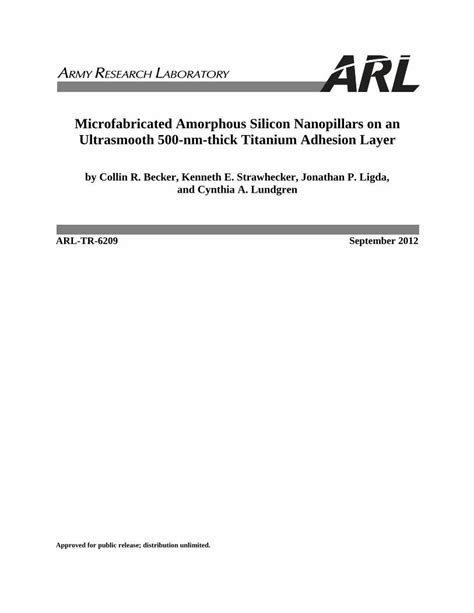 Pdf Microfabricated Amorphous Silicon Nanopillars On An · Microfabricated Amorphous