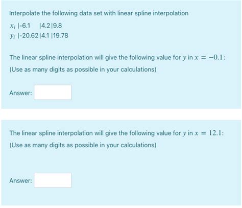 solved interpolate the following data set with linear spline