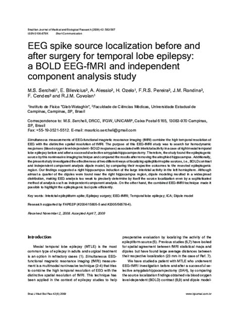 pdf eeg spike source localization before and after surgery for temporal lobe epilepsy a bold