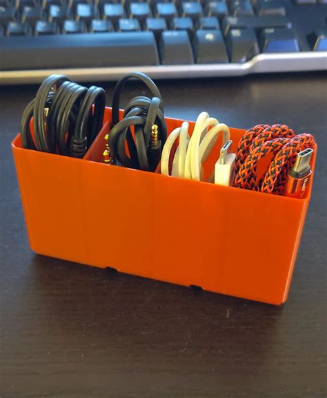 Gridfinity 4 Compartment Usb Cable Bin Hollow Bottom For Space 3d Model By Helo On Thangs