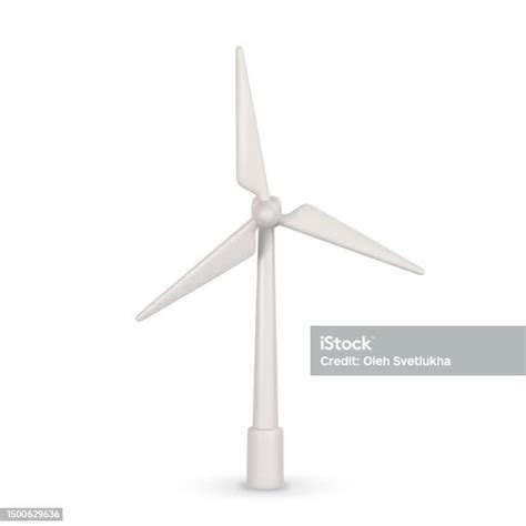 만화 스타일의 그림자가 있는 3d 현실적인 풍력 터빈 녹색 및 대체 에코 에너지 개념입니다 벡터 그림 0명에 대한 스톡 벡터 아트 및 기타 이미지 Istock