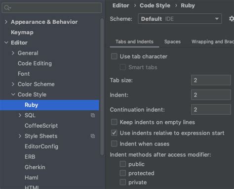 jetbrains ide rubymine intellij is showing different indentation locally and on github