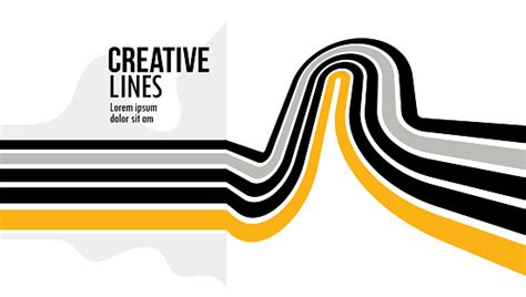 원근 추상 벡터 배경의 3d 검정 및 노란색 선 선형 원근 일러스트 레이션 Op 아트 거리에 대한 스톡 벡터 아트 및 기타