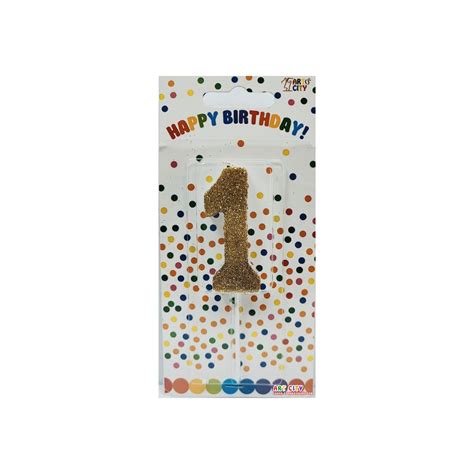 Свічка цифра на торт золота з блискітками Гармонія