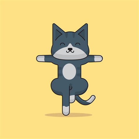 Cute Cat Yoga Tree Poses Vector 9472018 Vector Art At Vecteezy