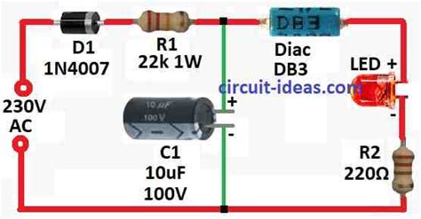 Simple 220v Diac Controlled Led Flasher Circuit Circuit Ideas For You