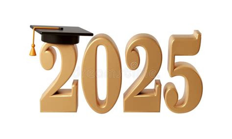 Class Of 2025 3d Icon Congratulation Graduates Design Template With Black Cap And Numbers Stock