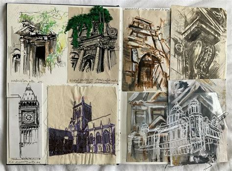 A Level Art Sketchbook Architecture Mixed Media Inspiration