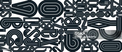 기하학적 요소 벡터 트렌디 한 디자인 흑백 타이포그래피 부품 타일 링 배경 추상적 구성과 원활한 패턴 컴퓨터 글자에 대한 스톡 벡터 아트 및 기타 이미지 Istock