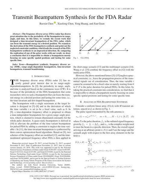 Pdf Transmit Beampattern Synthesis For Fda Radar