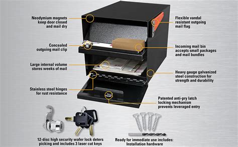 Mail Boss 7506 Mail Manager Curbside Locking Security Mailbox Blacklarge