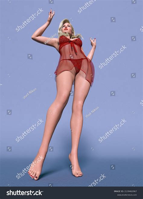 Beautiful Sexy Woman Red Lace Lingerieintimate Stock Illustration