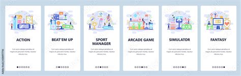Mobile App Onboarding Screens Game Simulator Arcade Action Cyber
