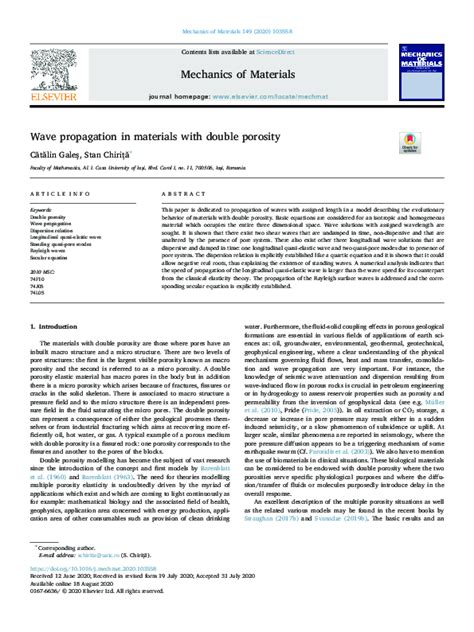 Pdf Wave Propagation In Materials With Double Porosity