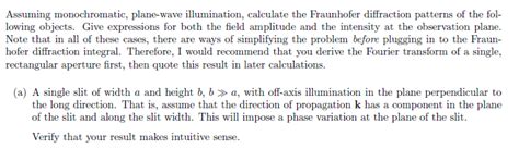 Solved Assuming Monochromatic Plane Wave Illumination