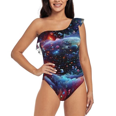Sikiie Outer Space Floating Numbers And Letters Print Women One Piece