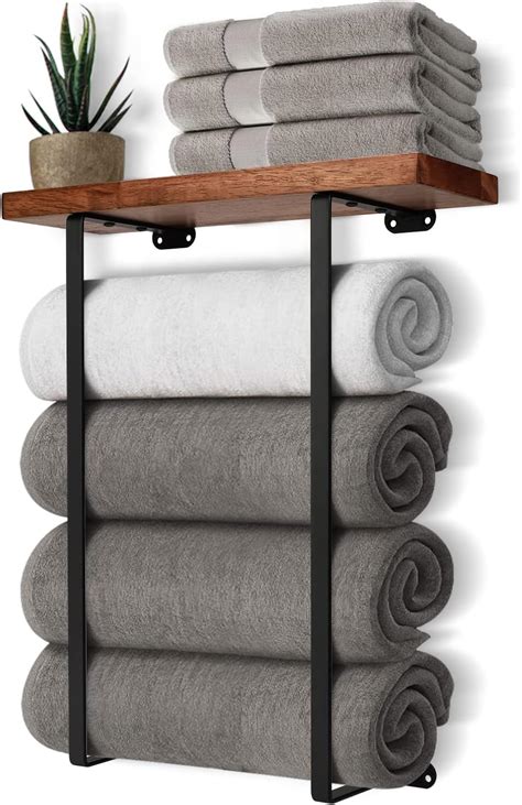 Towel Racks For Bathroom Wall Mounted Towel Rack With Wooden Shelf