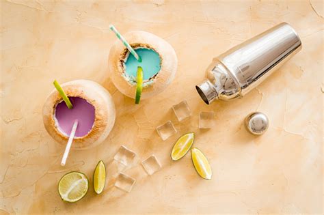 얼음 조각과 셰이커 최고 전망과 코코넛에서 피나 콜라다 음료 0명에 대한 스톡 사진 및 기타 이미지 0명 과일 달콤한 음식 Istock