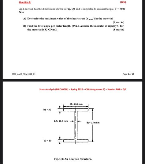 Solved Question An L Section Has The Dimensions Chegg Com