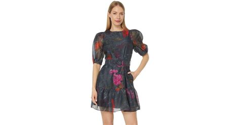Ted Baker Tatya Puff Sleeve Mini Dress In Blue Lyst