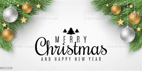 메리 크리스마스와 새해 복 분 브로셔 축제 공과 황금 별 전나무 나무 인사말 카드 아름다운 문자 벡터 그림입니다 Eps 10 12월에 대한 스톡 벡터 아트 및 기타 이미지